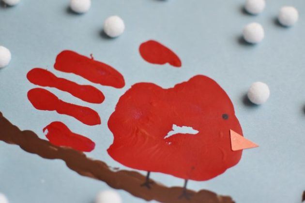 Winter Bird Handprint Painting for Your Preschooler